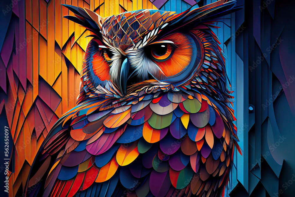 colorful owl with style pop art Stock Illustration | Adobe Stock