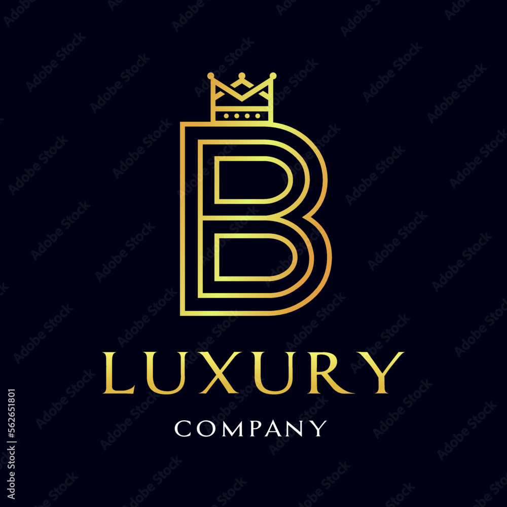 Letter B crown vector logo template. Design with gold color. Suitable ...