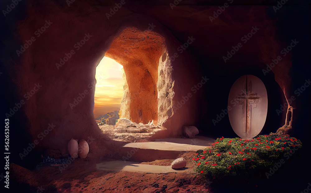 Painting of the empty cave of Jesus Christ (Generative AI) Stock ...
