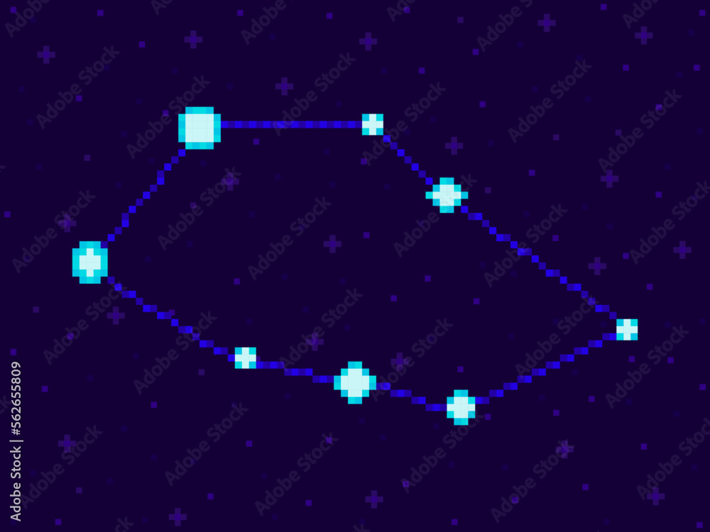 Vela constellation in pixel art style. 8-bit stars in the night sky in ...