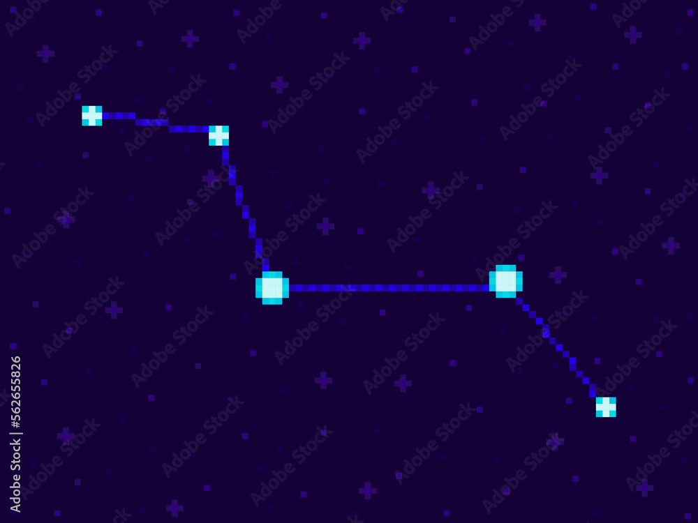 Vulpecula constellation in pixel art style. 8-bit stars in the night ...