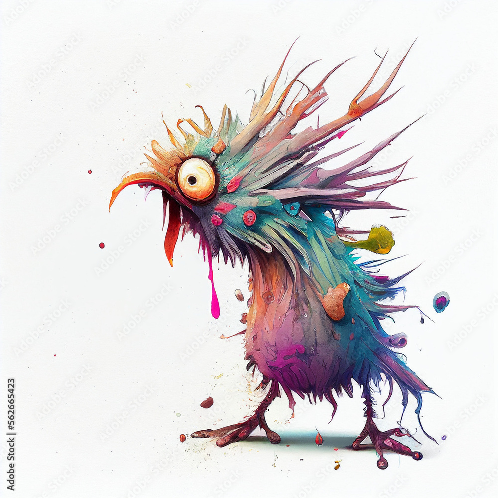 Avian Influenza Monster Virus Illustration, cartoon, water color ...