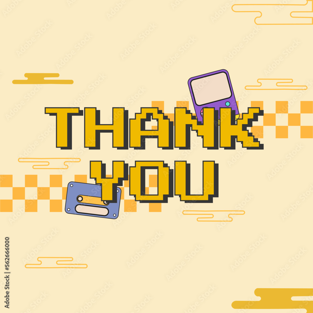thank you design pixel word lettering Stock Vector | Adobe Stock
