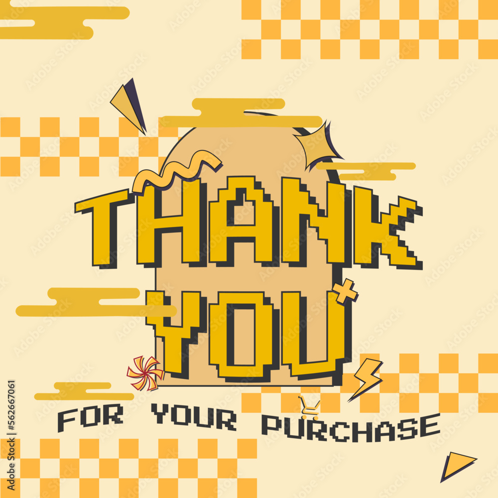 thank you design pixel word lettering Stock Vector | Adobe Stock