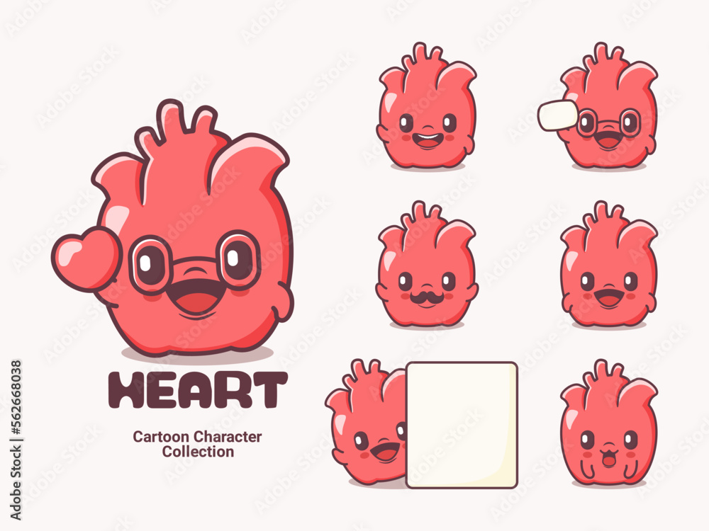 heart organ cartoon character vector illustration Stock Vector | Adobe ...