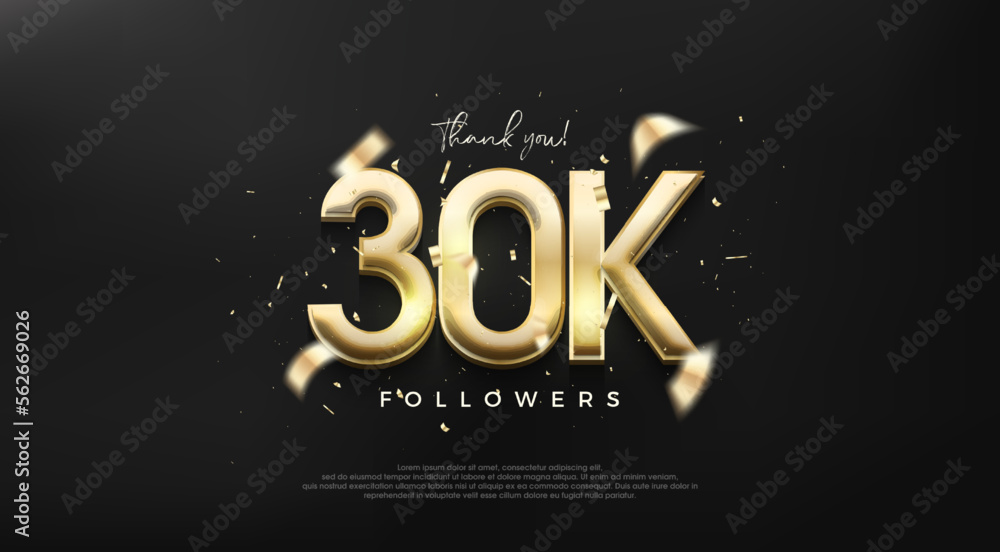 Shiny gold number 30k for a thank you design to followers. Stock Vector ...