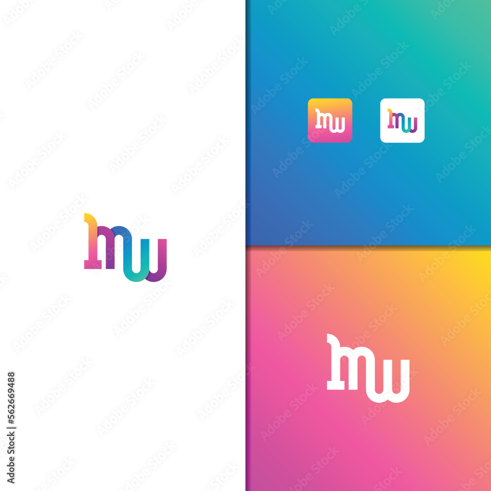 1, letter m and letter w gradient logo Stock Vector | Adobe Stock