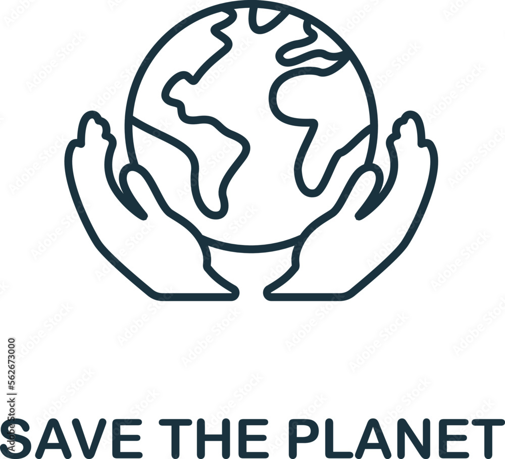 Save The Planet icon. Monochrome simple Sustainability icon for ...
