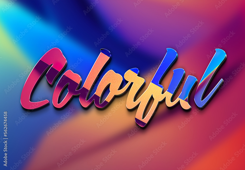 Colorful 3D Glossy Text Effect Mockup Stock Template | Adobe Stock