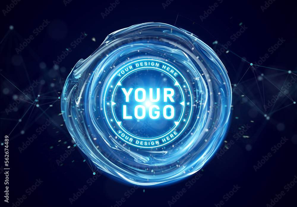Glowing Logo Mockup with Connections and Halos Stock Template | Adobe Stock