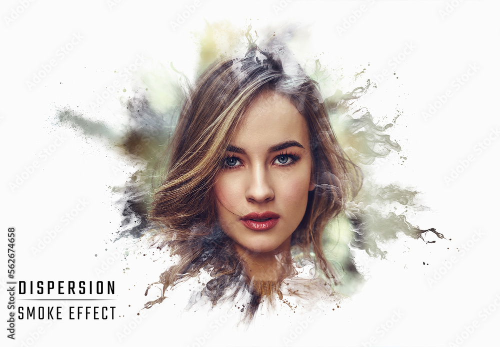 Smoke Dispersion Photo Effect Mockup Stock Template | Adobe Stock