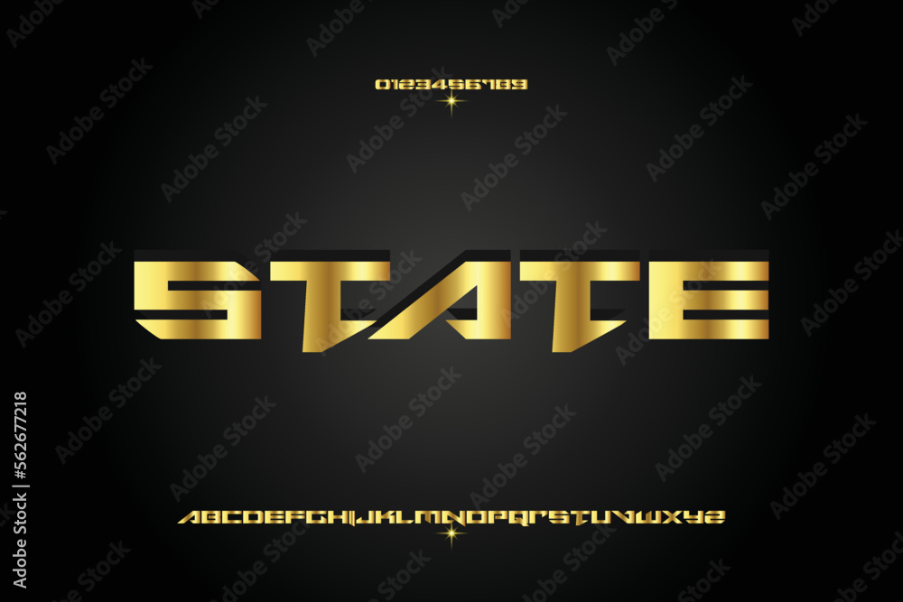 State elegant golden alphabet letters font set. Classic Custom gold ...
