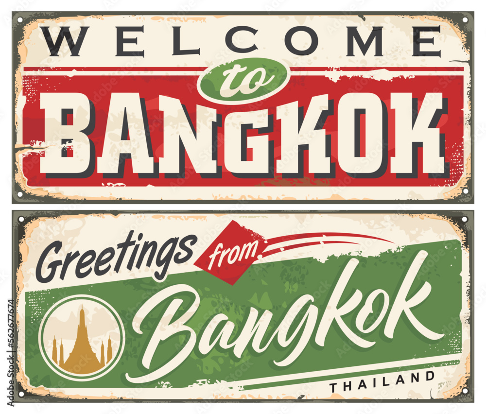 Bangkok Thailand souvenir sign template. Greetings from Bangkok ...