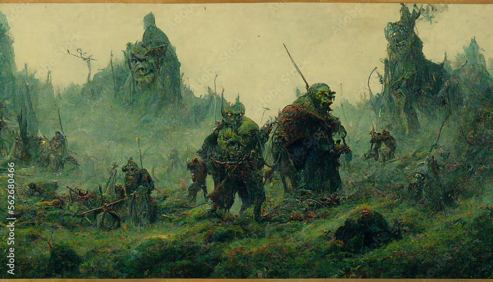 Deformed troll-Orcs fantasy concept painting Stock Illustration | Adobe ...