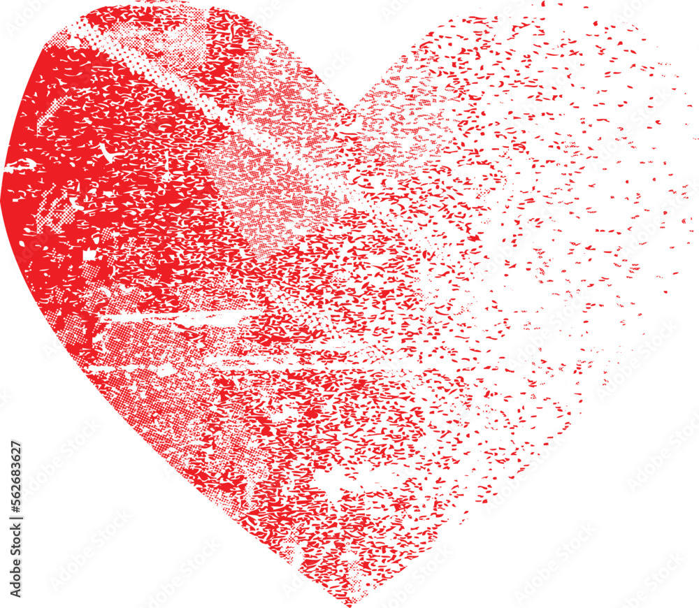 Glitch distorted heart shape . Minimal art design . Noise destroyed ...