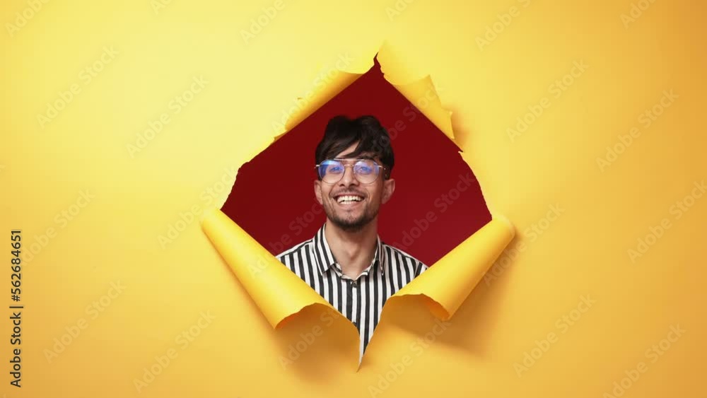 Surprise hi. Hello gesture. Friendly greeting. Joyful cheerful smiling ...