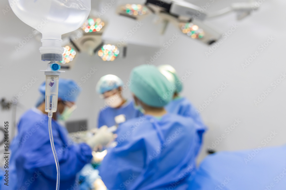 Blue tone picture of syringe pump with blurred background.Intravenous ...
