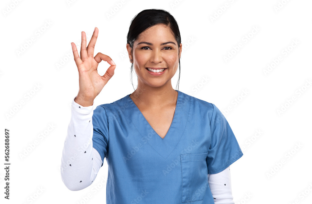 Portrait of a young doctor showing the ok sign Isolated on a PNG ...
