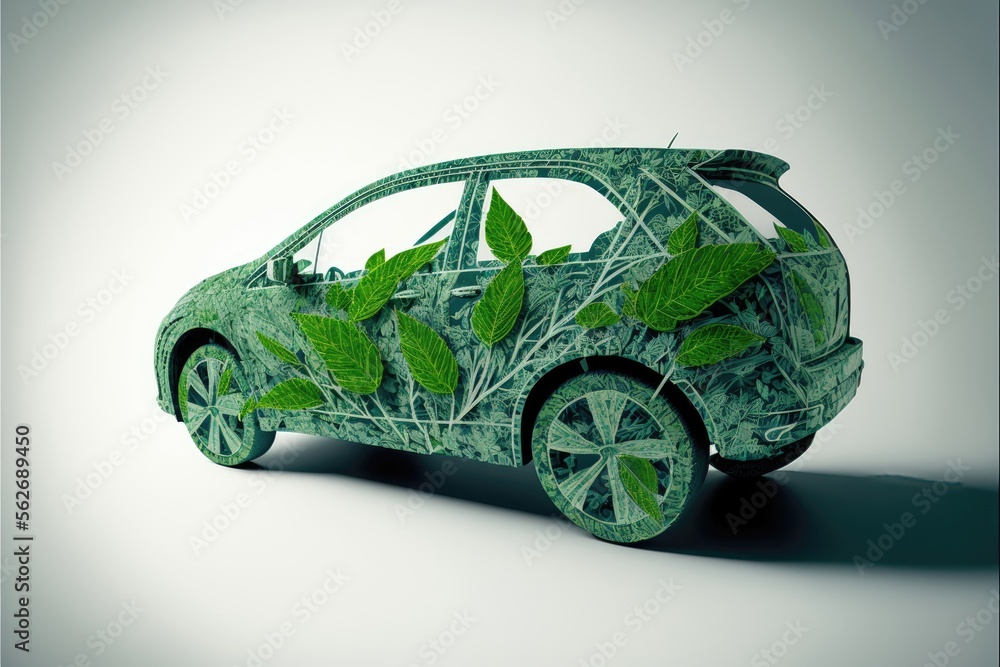 Generative AI blueprints of a miniature modern sustainable car made ...