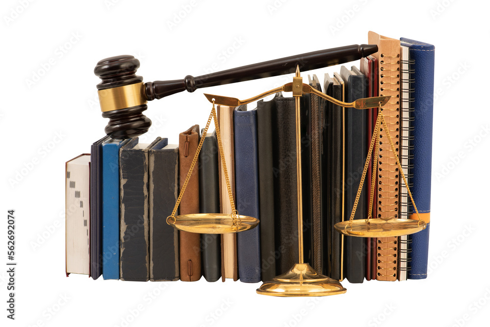 Hammer judge,law books and scales on transparent background. Stock ...
