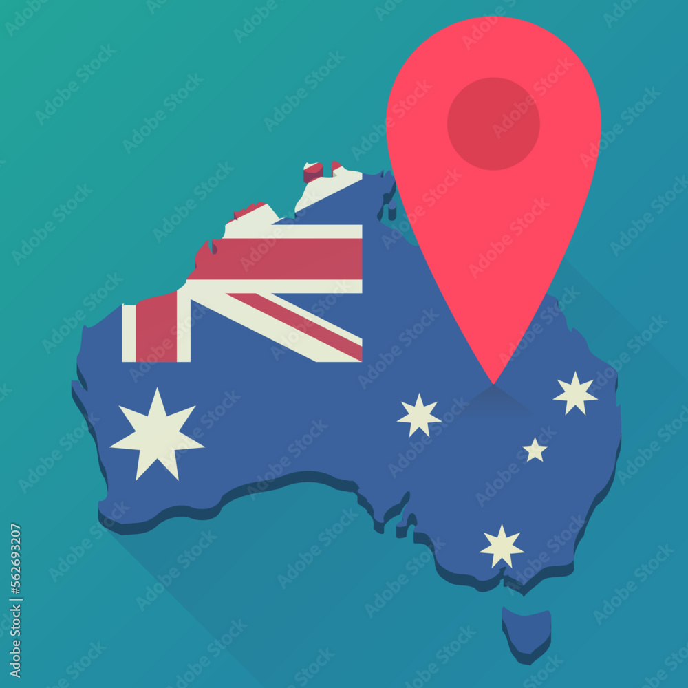3d map in flat design style of australia in the colors of the ...