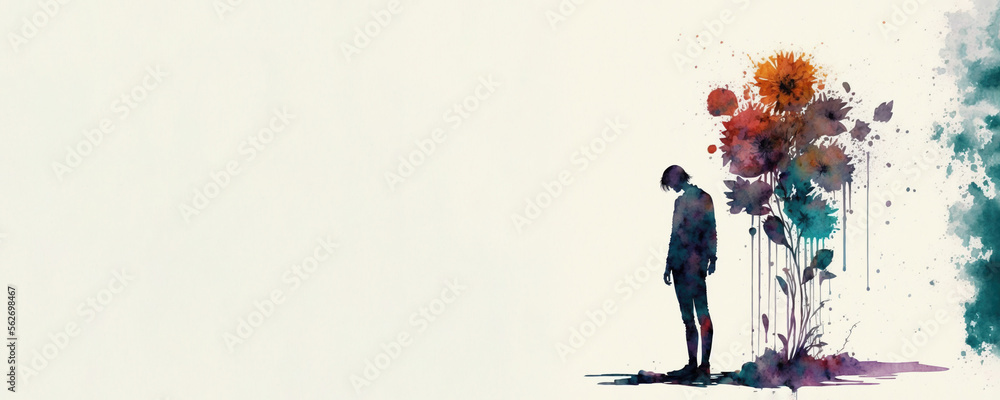 Funeral Grave with Mourning Person - Watercolour (Generative AI Art ...