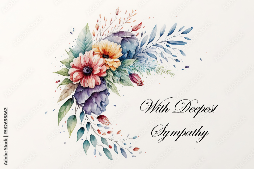 Funeral Flowers with Deepest Sympathy - Watercolour (Generative AI Art ...