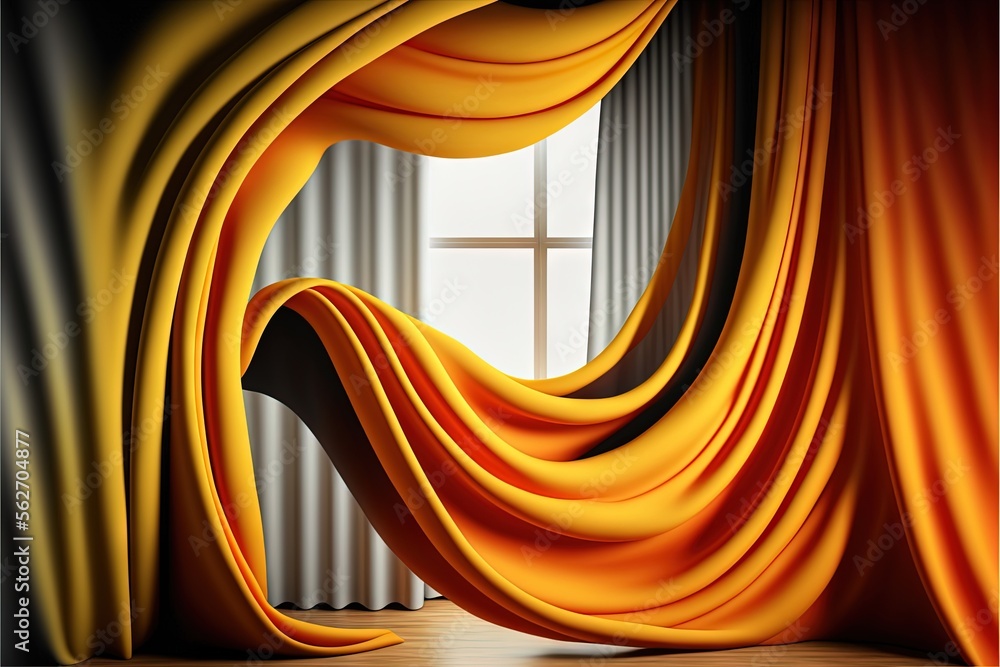 a window with a curtain and a cross on it in front of a window with a ...