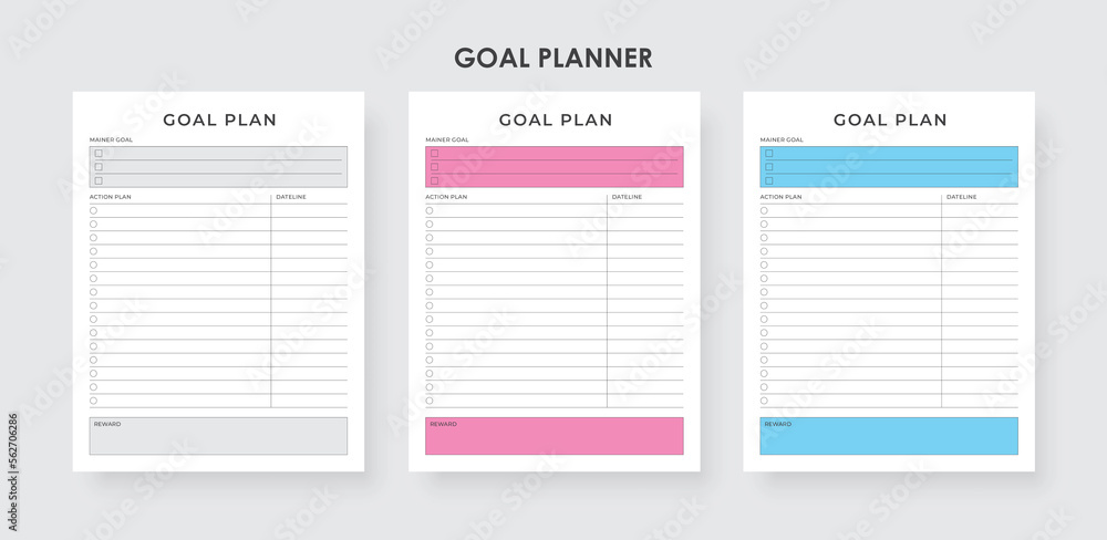 Daily and Yearly Printable Goal planner, Goal Setting, Goal Progress ...