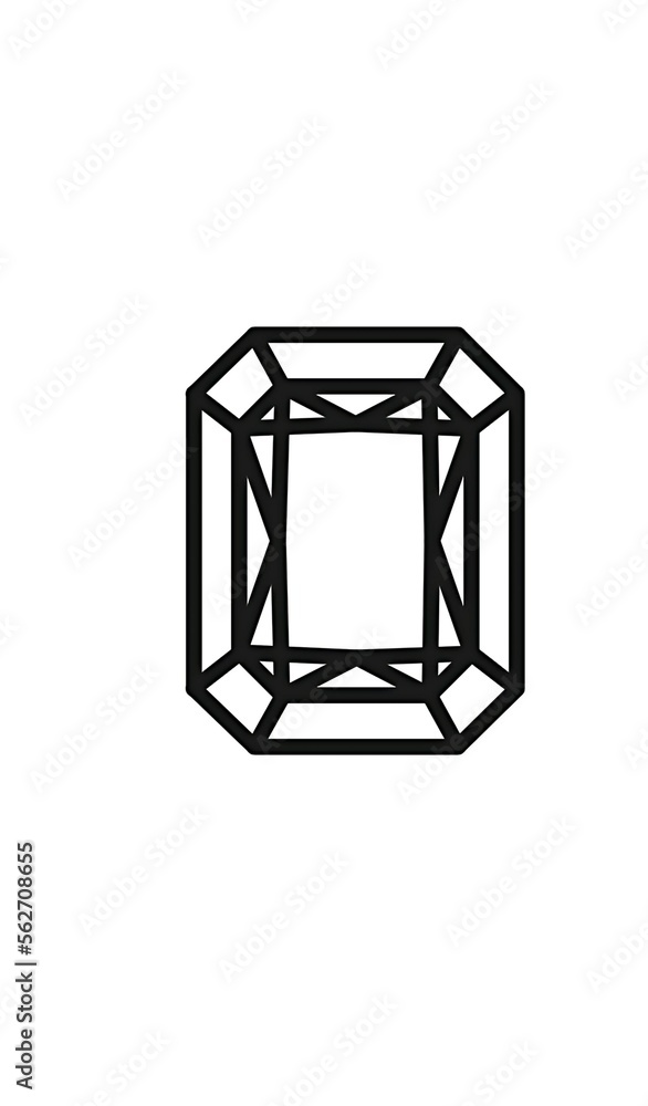 DIAMOND SIMPLE LINE ICON IN FLAT STYLE. ABSTRACT BLACK DIAMOND. LINEAR ...
