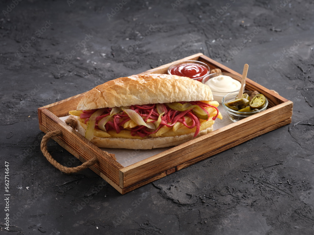 Traditional delicious Turkish foods; Izmir Cesme kumru sandwich Stock ...