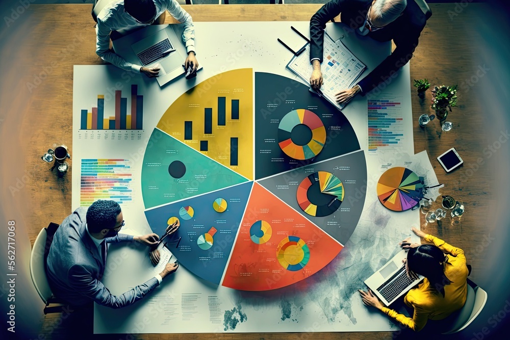 business meeting roundtable, table as pie chart, concept art design, ai ...