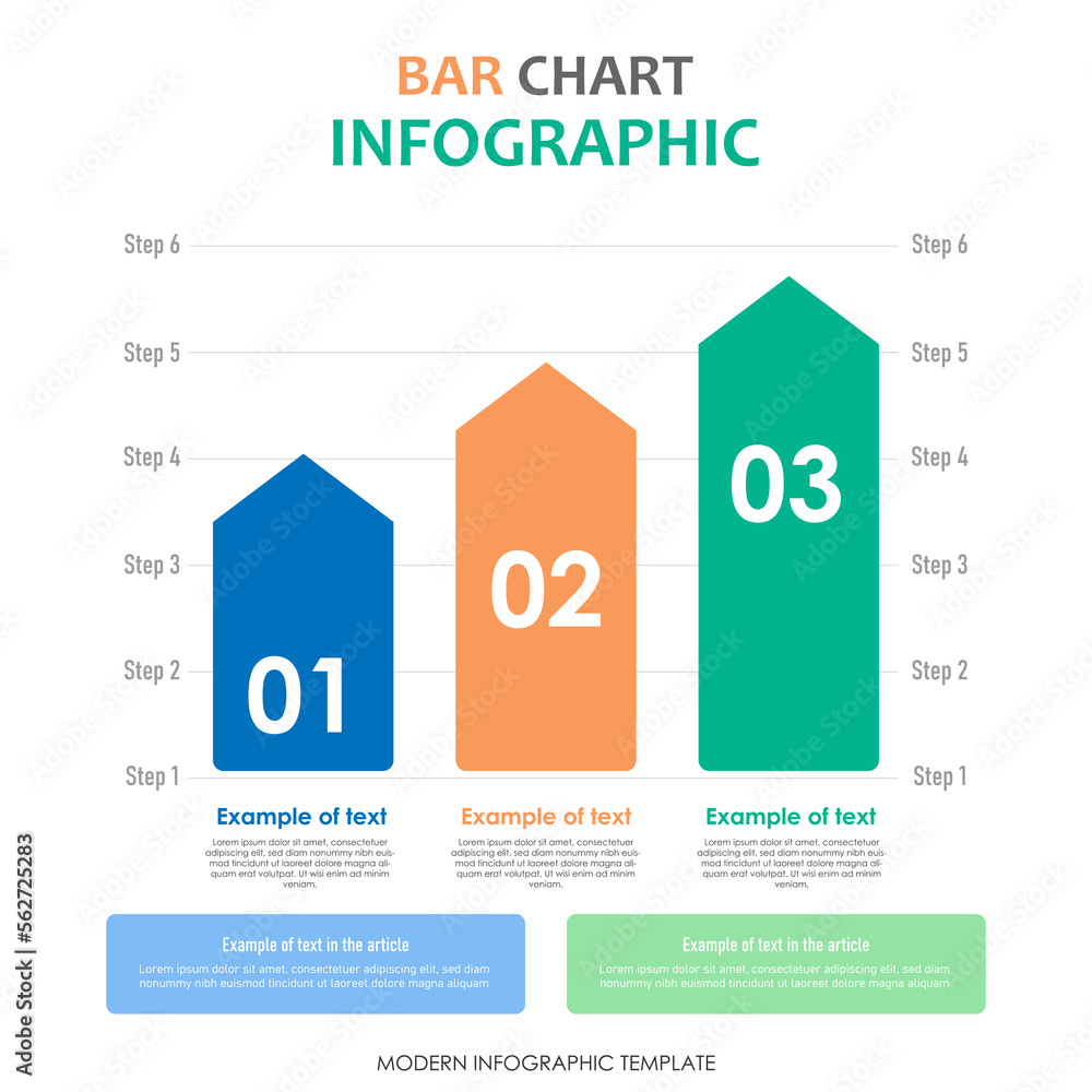 Bar Chart infographic template. 3 Step timeline journey, calendar Flat ...