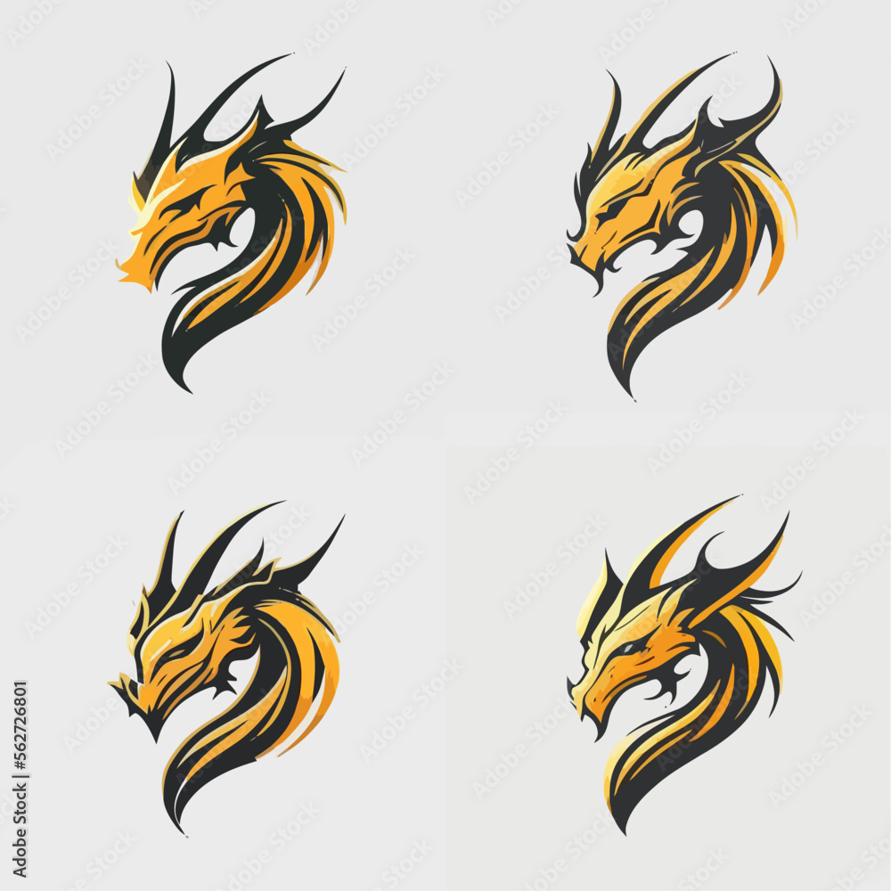 4 variants of the dragon logo. Logo vector illustration Stock Vector ...