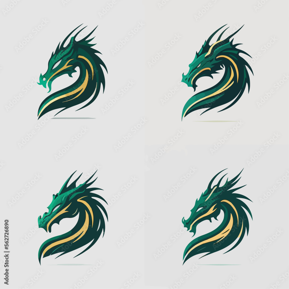 4 variants of the dragon logo. Logo vector illustration Stock Vector ...