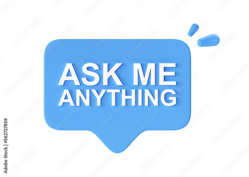 3d baloon with text icon render - box for question, ask me message ...