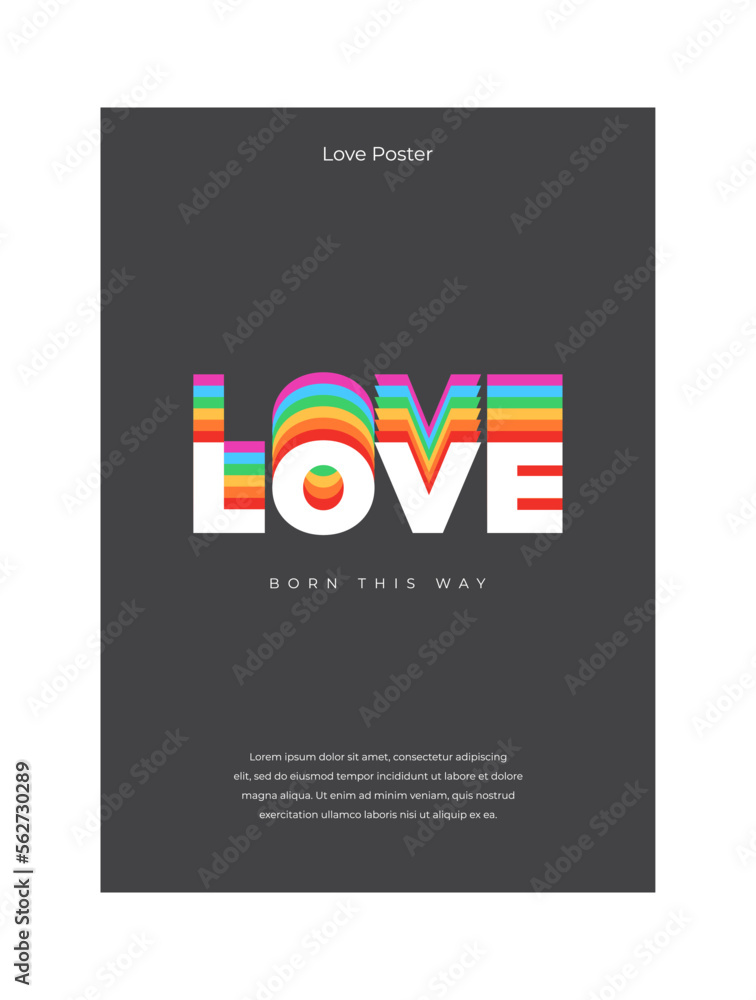 LGBT poster. Happy valentine's day cover on black background. Rainbow ...