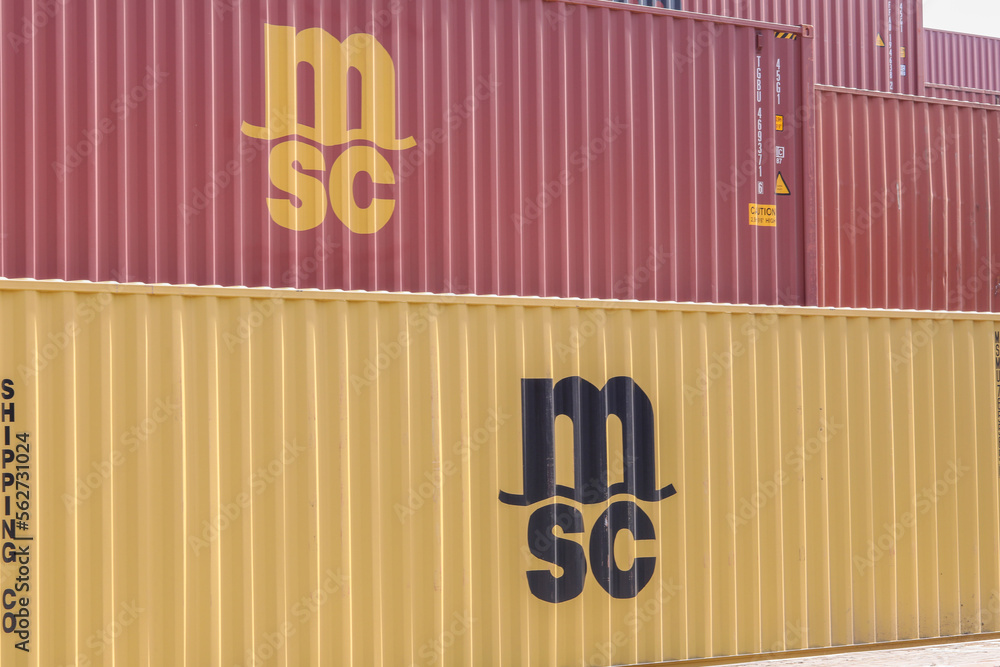 Shipping port of Haifa, Israel - October 25, 2021: Mediterranean ...