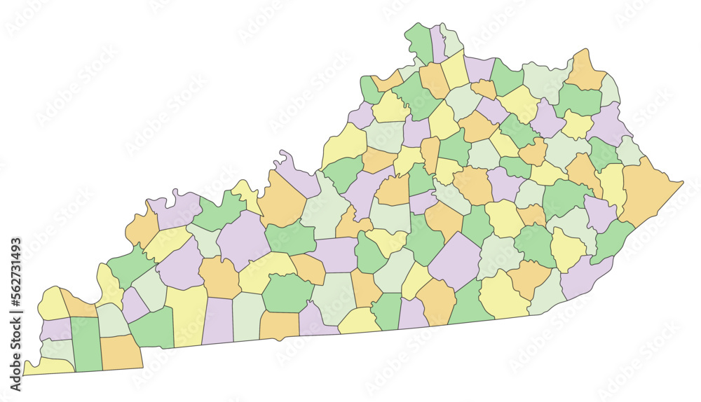 Kentucky - Highly detailed editable political map. Stock Vector | Adobe ...