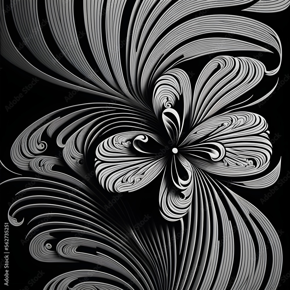 2d line patterns inspired by blooming, mono tone, repeating Stock ...