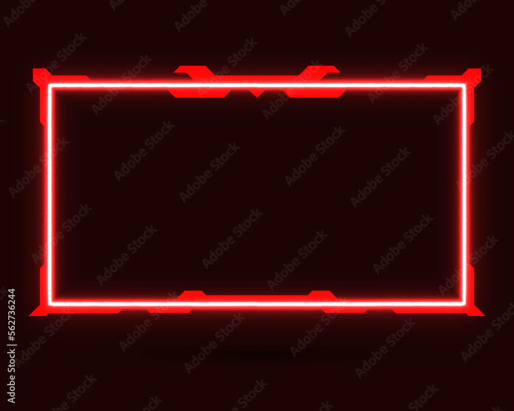 Neon red live stream overlay webcam screen border frame template Stock ...