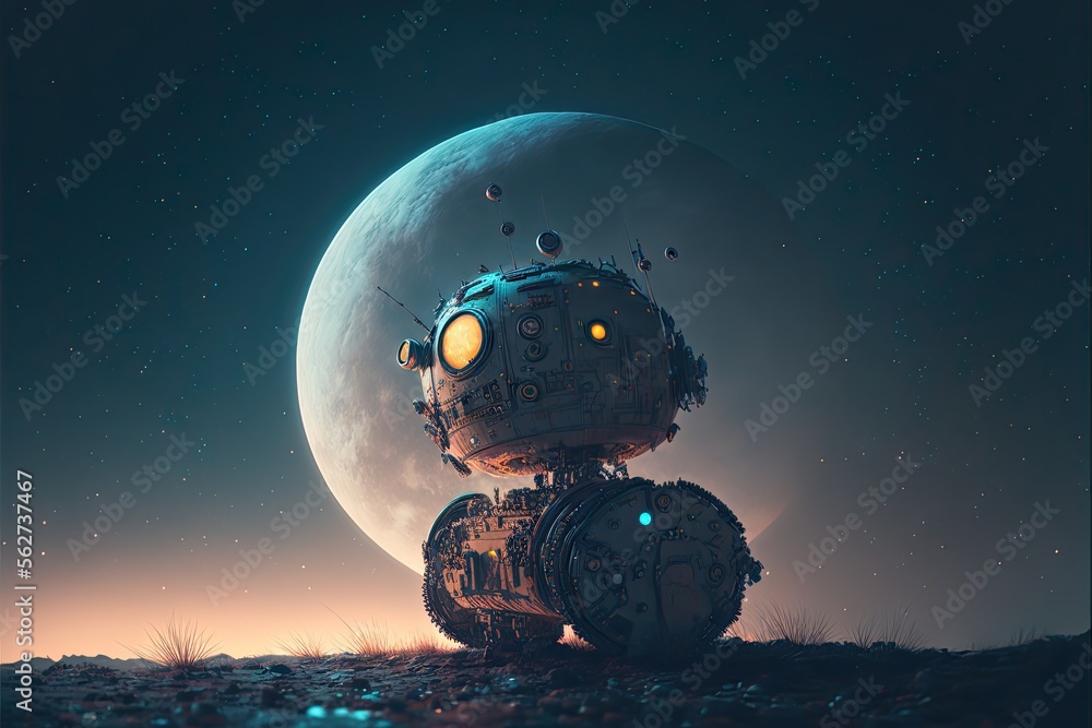 Futuristic mini robot astronaut in space, ai-generative, digital art ...