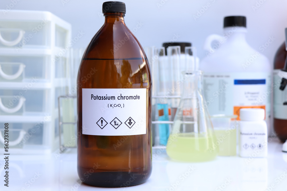 potassium chromate in bottle , chemical in the laboratory and industry ...