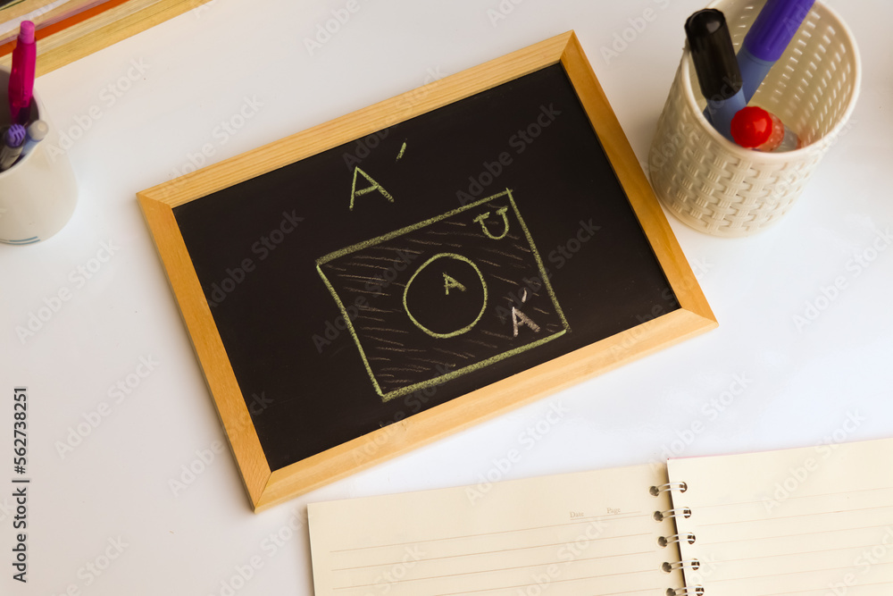 Blackboard with sample basic set hand written Stock Photo | Adobe Stock