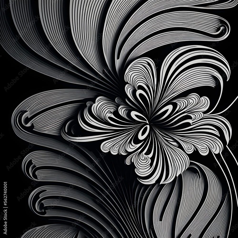 2d line patterns inspired by blooming, mono tone, repeating Stock ...