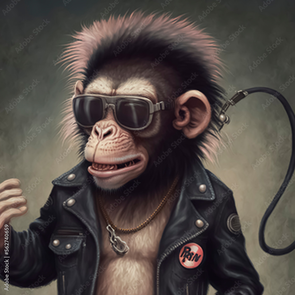 potrait of a costum monkey Stock Illustration | Adobe Stock