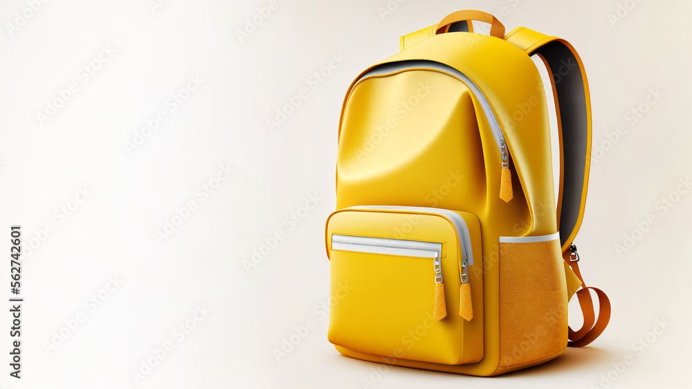 Yellow backpack on light background, ai generated Stock Illustration ...