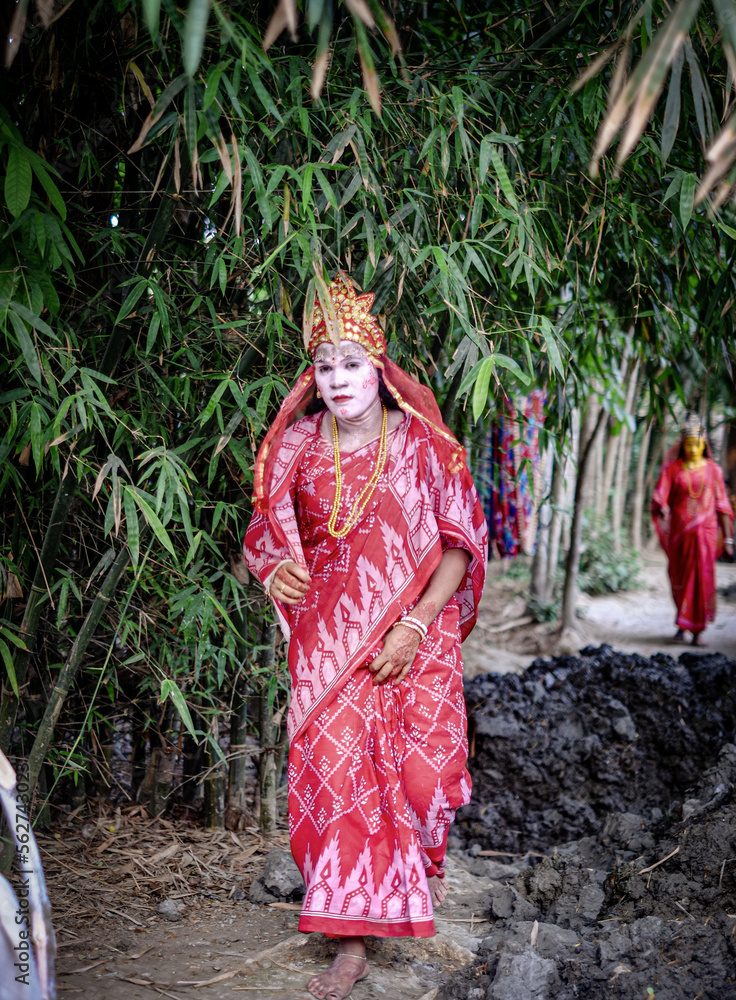 Hindu religious village people celebrating gajan festival wearing ...