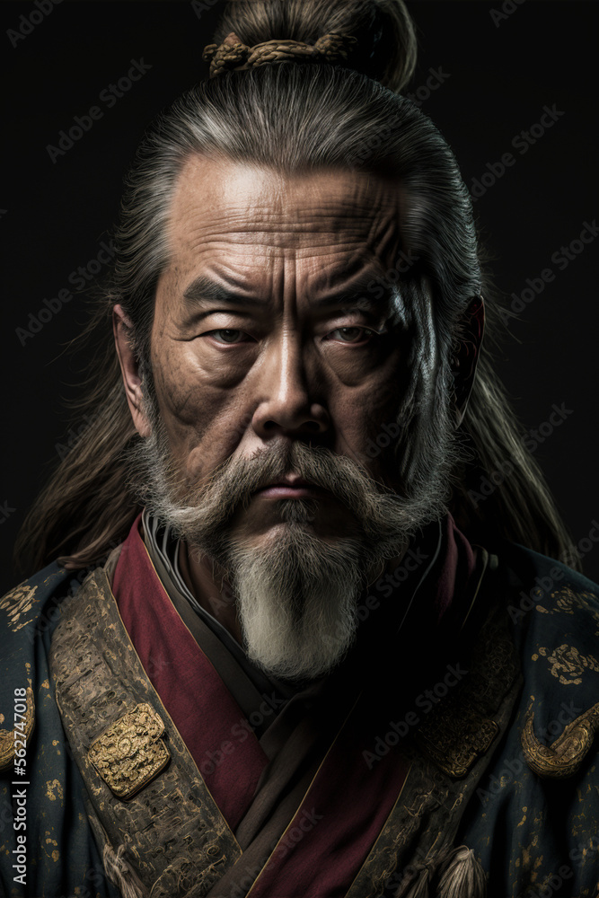 Portrait of Samurai in traditional clothes, Japanese medieval man ...
