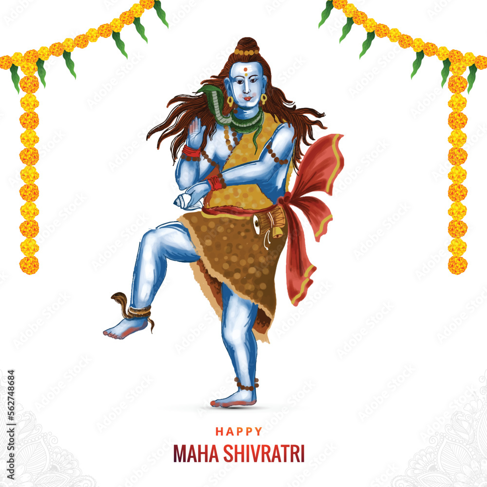 Hindu lord shiva for indian god maha shivratri card celebration ...
